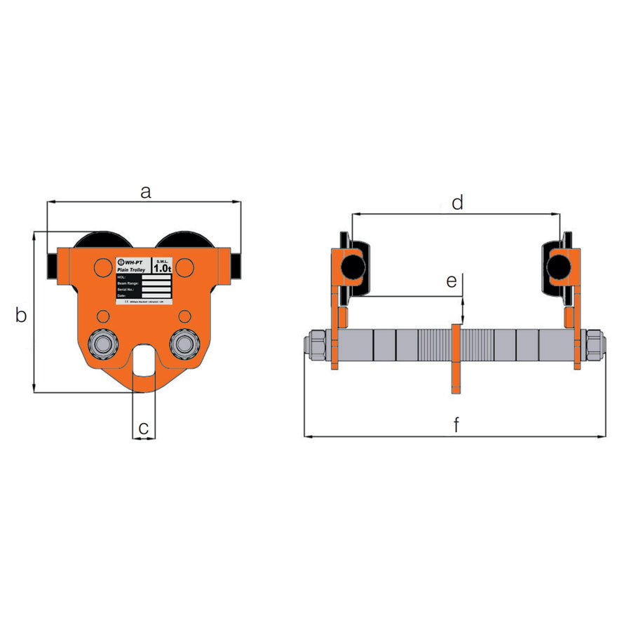 10 Ton William Hackett WH-PT Push Trolley | Lifting365
